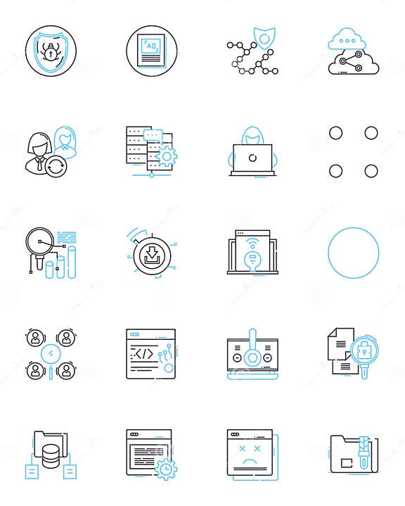 Cloud Eventuality Linear Icons Set. Clouds, Virtualization, Automation, Scalability, Elasticity ...