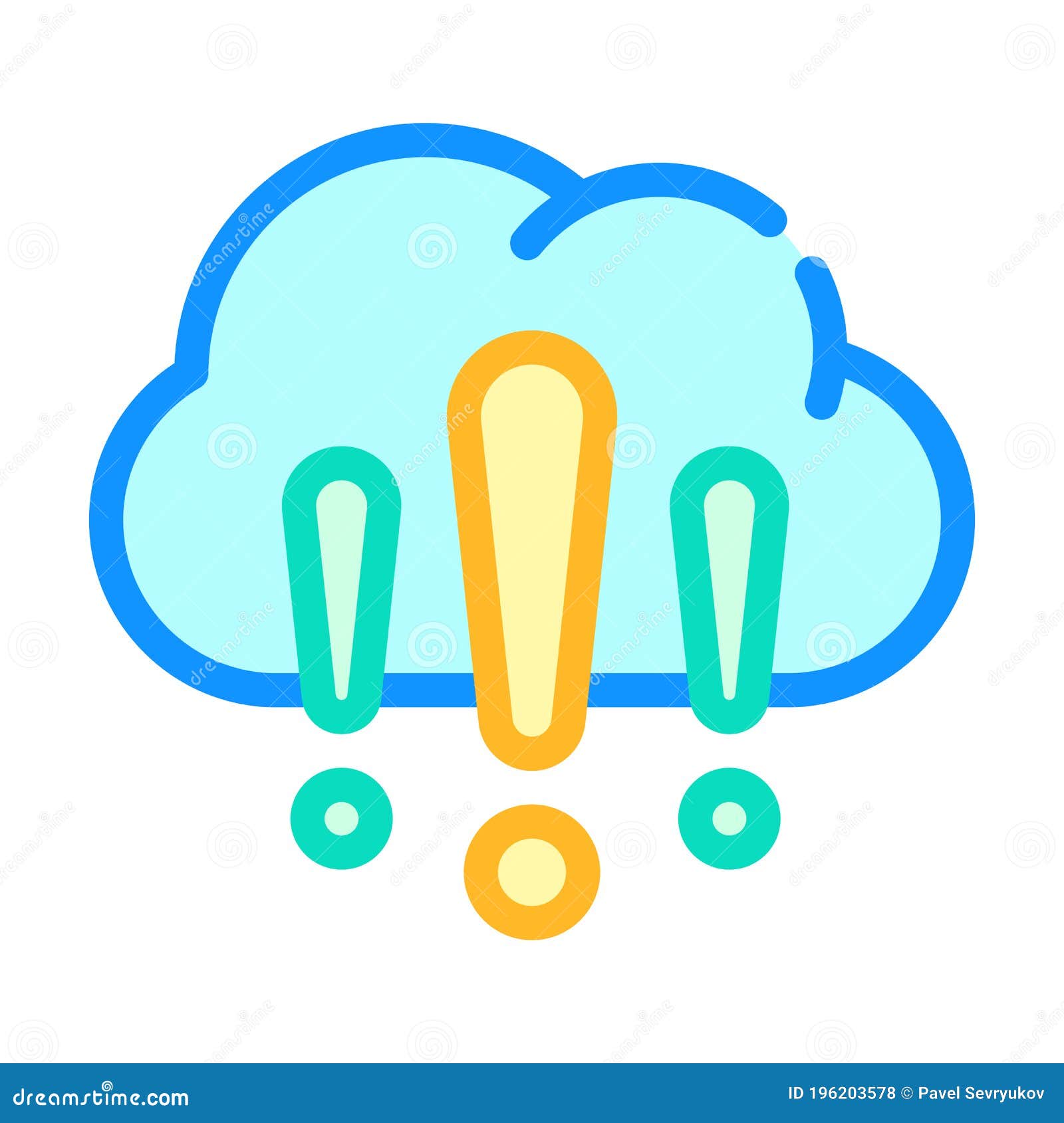 Cloud Exclamation Marks Color Icon Vector Illustration Stock Vector ...