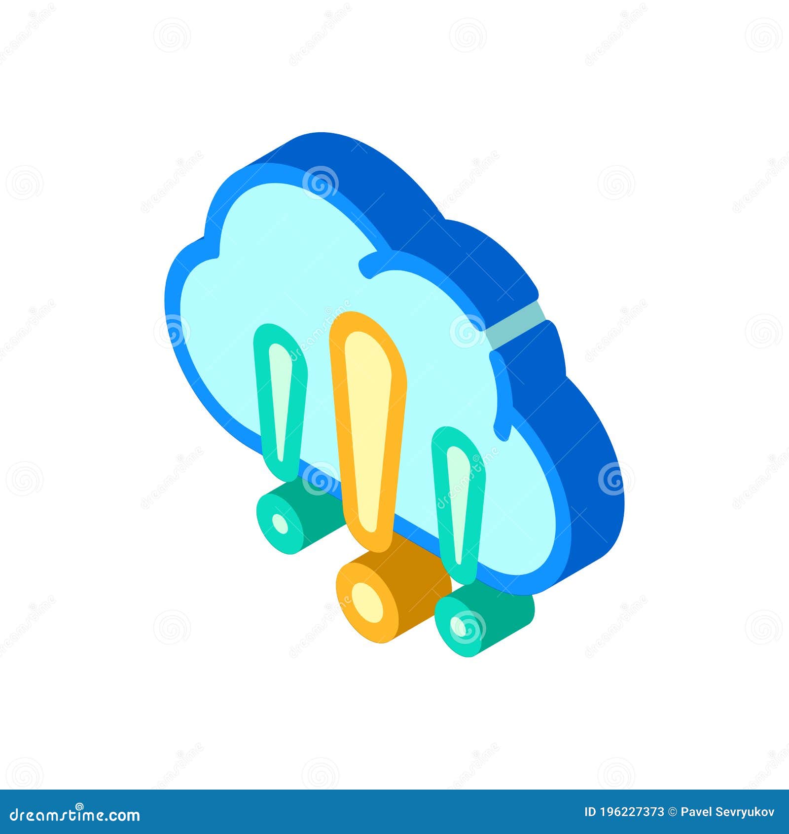 Cloud Exclamation Marks Isometric Icon Vector Illustration Stock Vector ...