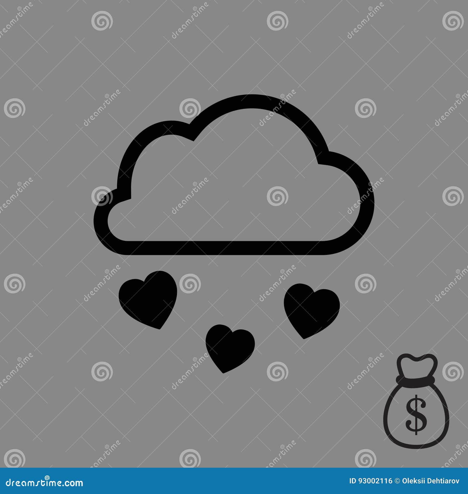 From the Cloud Falling Hearts Icon Stock Vector Illustration Flat ...