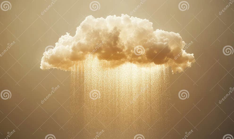 A Cloud is Falling Rain and it is Yellow Stock Illustration ...