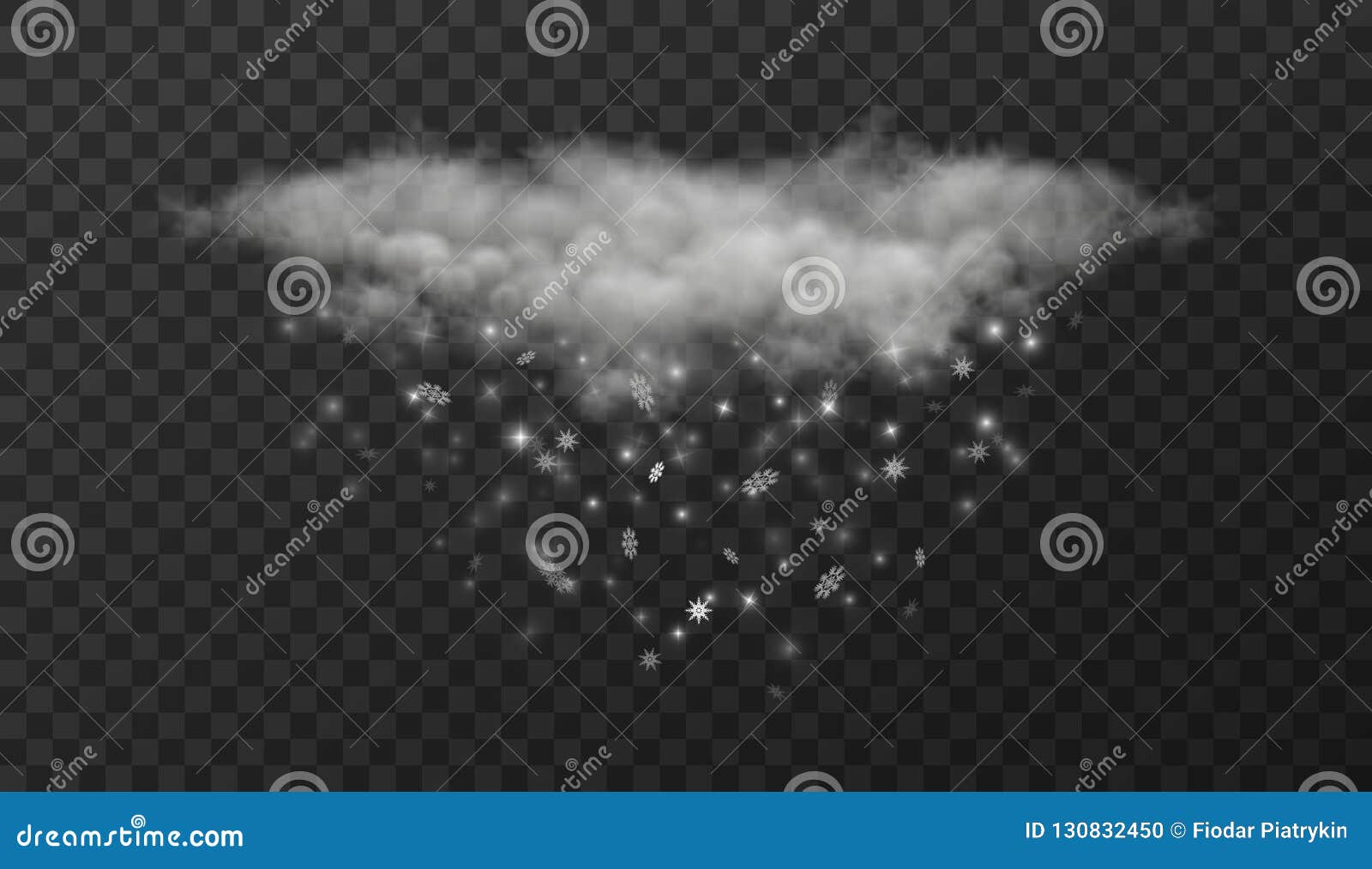 Cloud with Falling Snow Isolated on Transparent Background. Vector ...