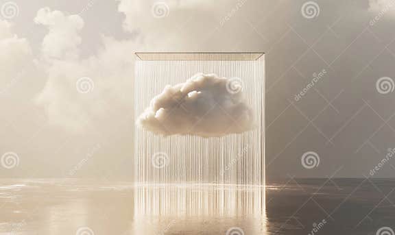 A Cloud is Falling from a Square Shaped Structure Stock Illustration ...