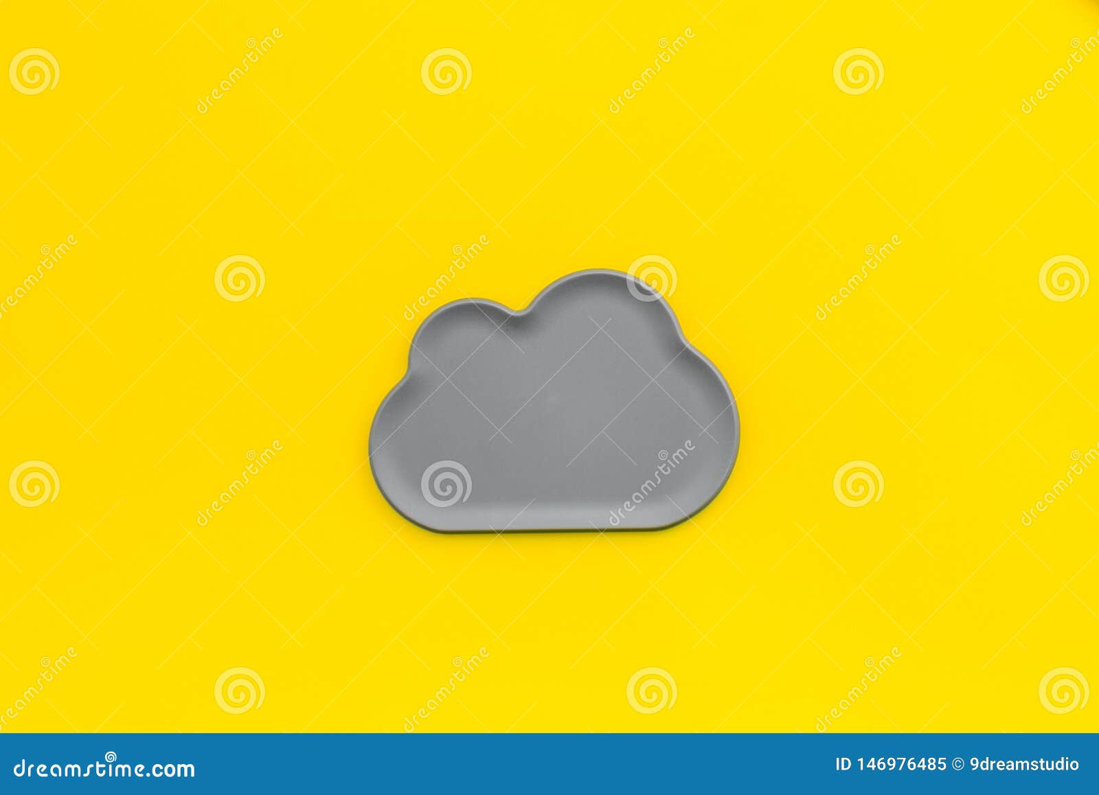 Cloud Figure for Cloud Storage on Yellow Background Top View Mockup ...
