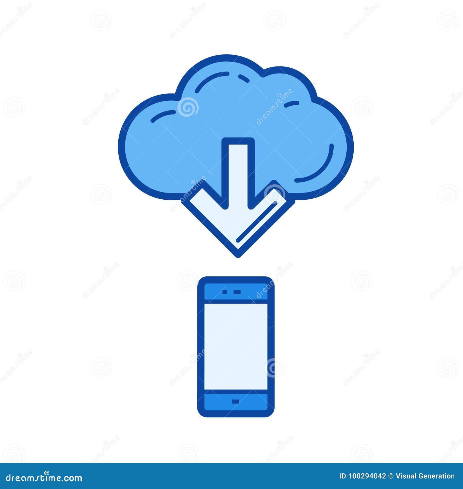 Cloud File Access Line Icon. Stock Vector - Illustration of multimedia ...