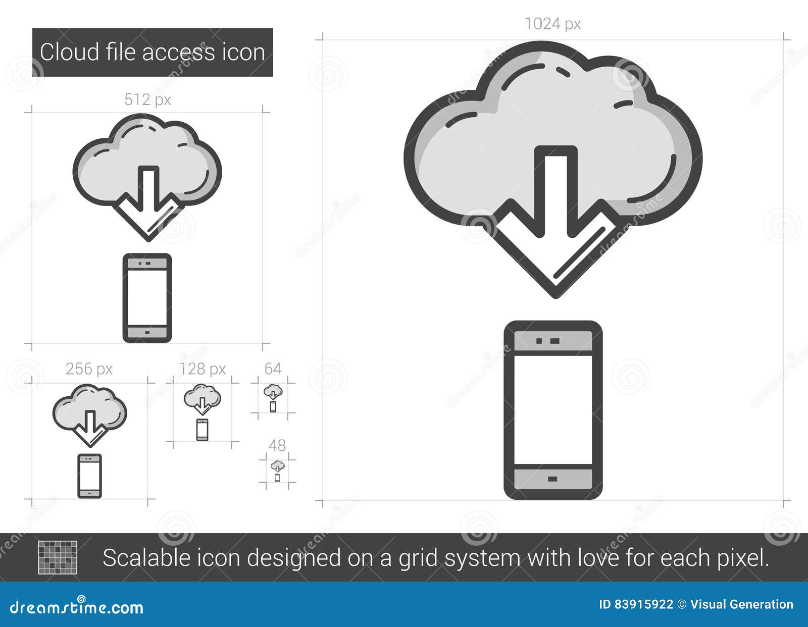 Cloud File Access Line Icon. Stock Vector - Illustration of database ...