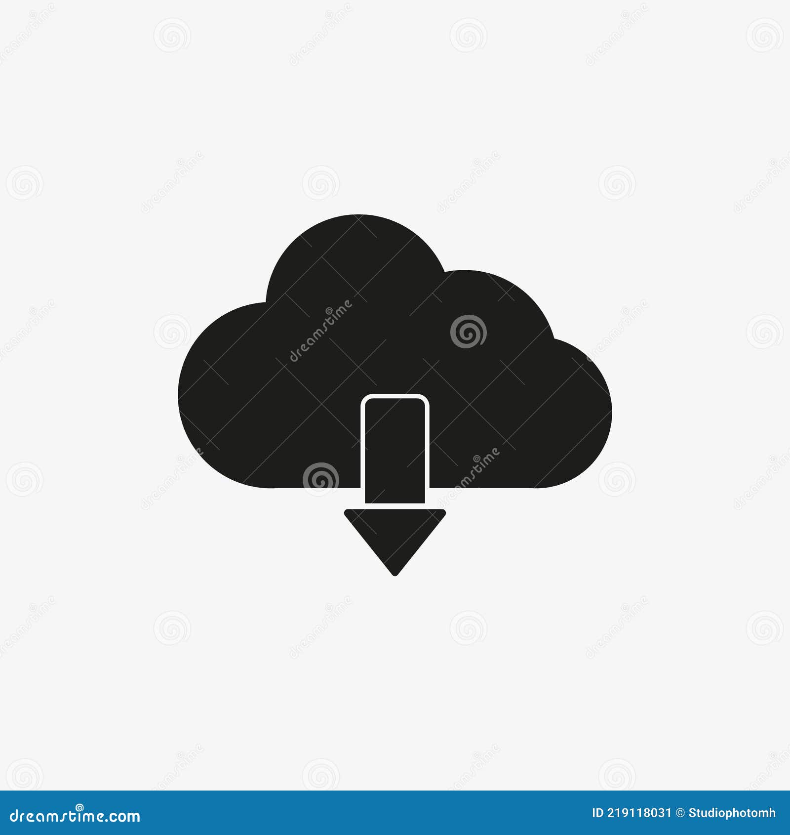 Cloud File Downloads of Black Color. Vector Cloud Storage Icon on White ...
