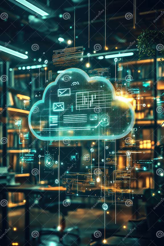 Cloud File Integration, a High-tech Hologram Illustrating File ...