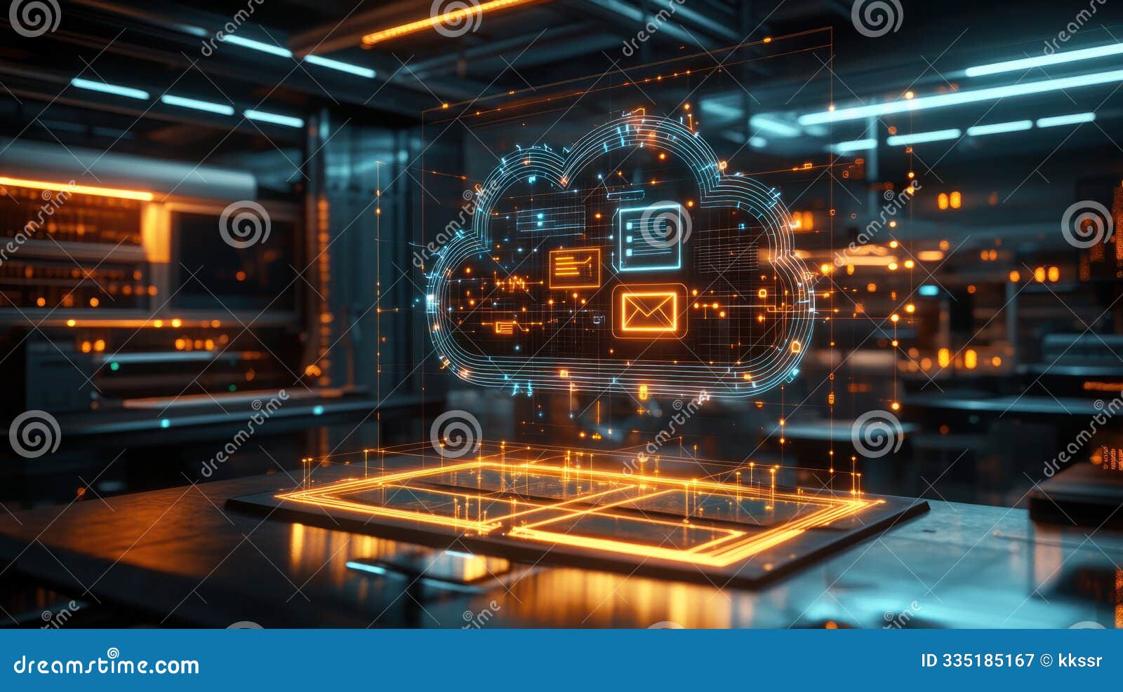 Cloud File Integration, a High-tech Hologram Illustrating File ...