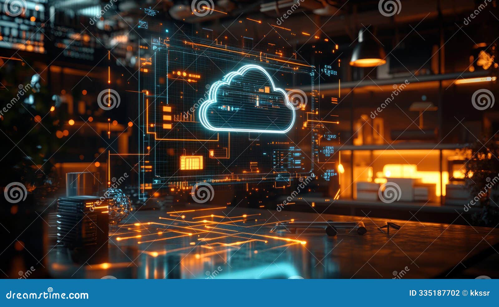 Cloud File Integration, a High-tech Hologram Illustrating File ...