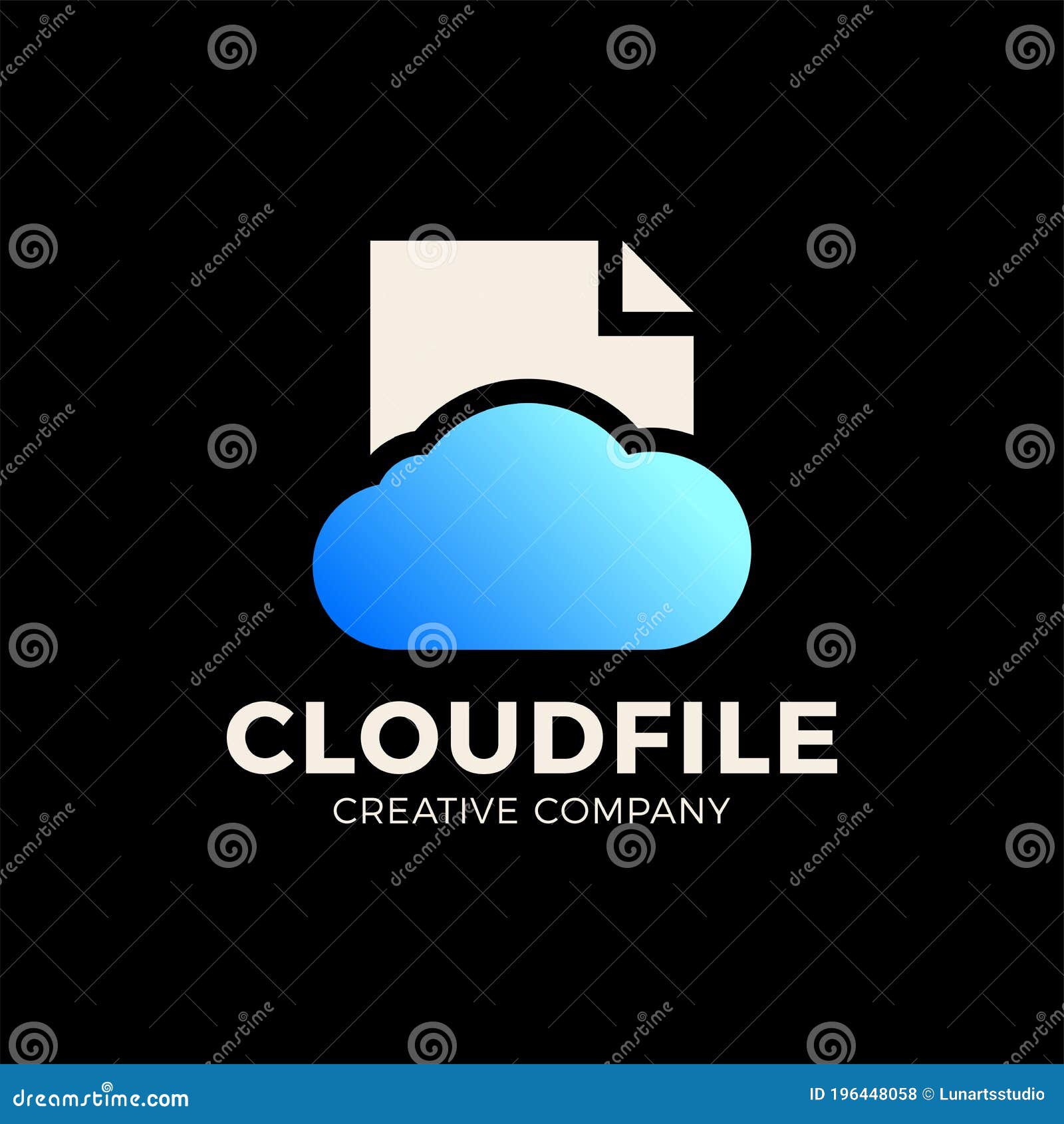 Cloud File Logotype Storage with Document or Folder Icon Stock Vector ...