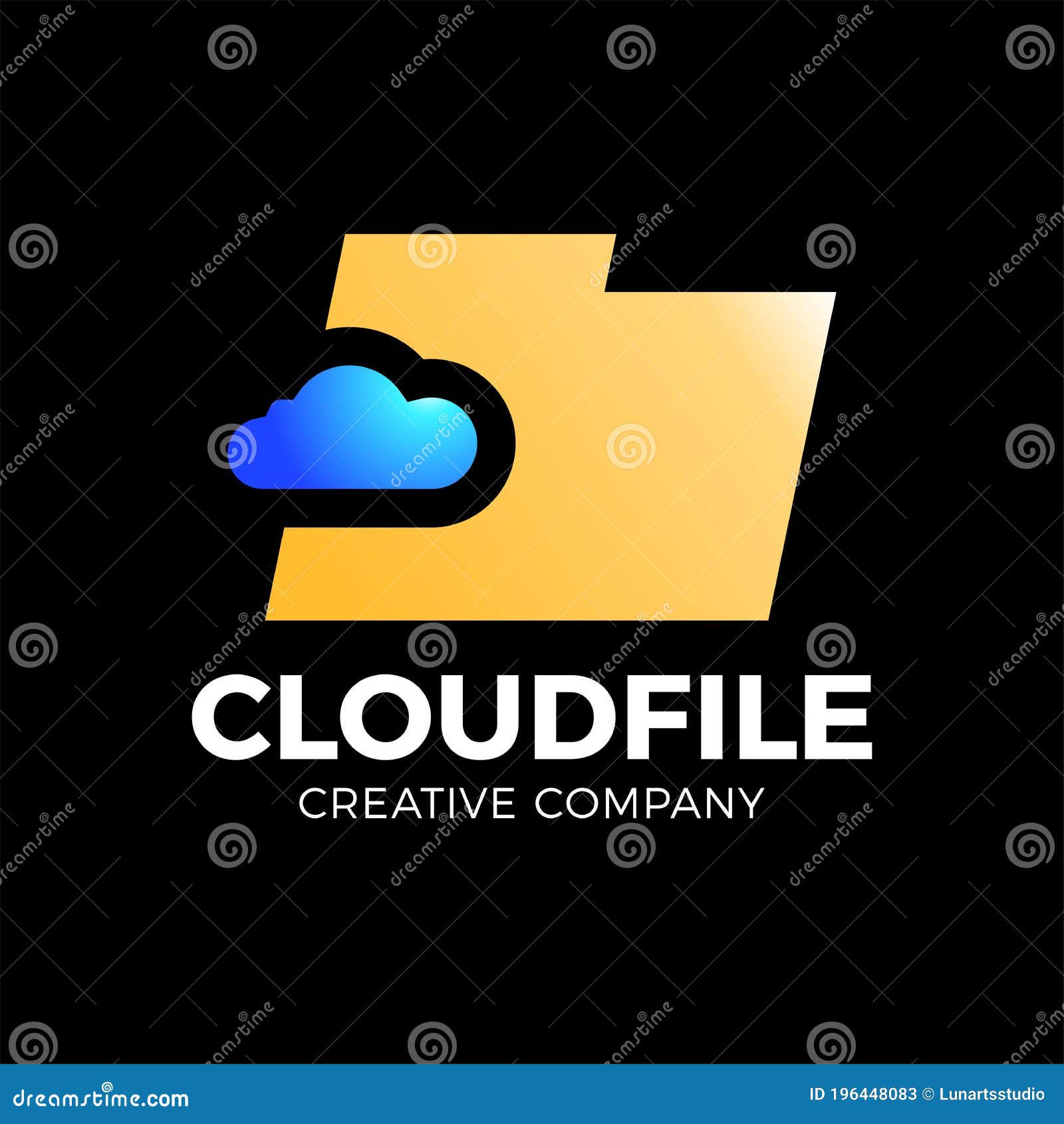 Cloud File Logotype Storage with Document or Folder Icon Stock Vector ...