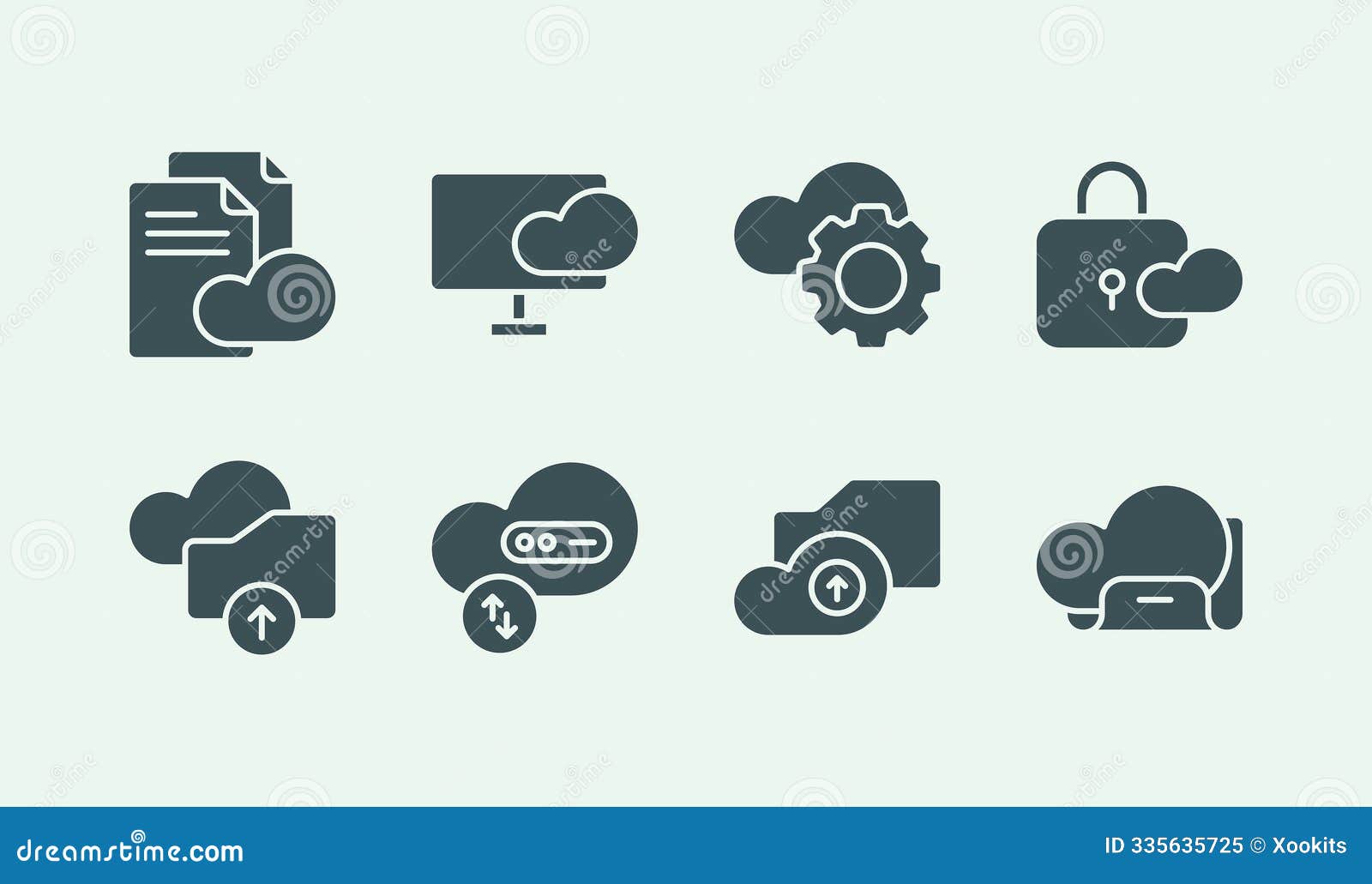 Cloud File Management and Service Presentation Solid Icon Illustration ...