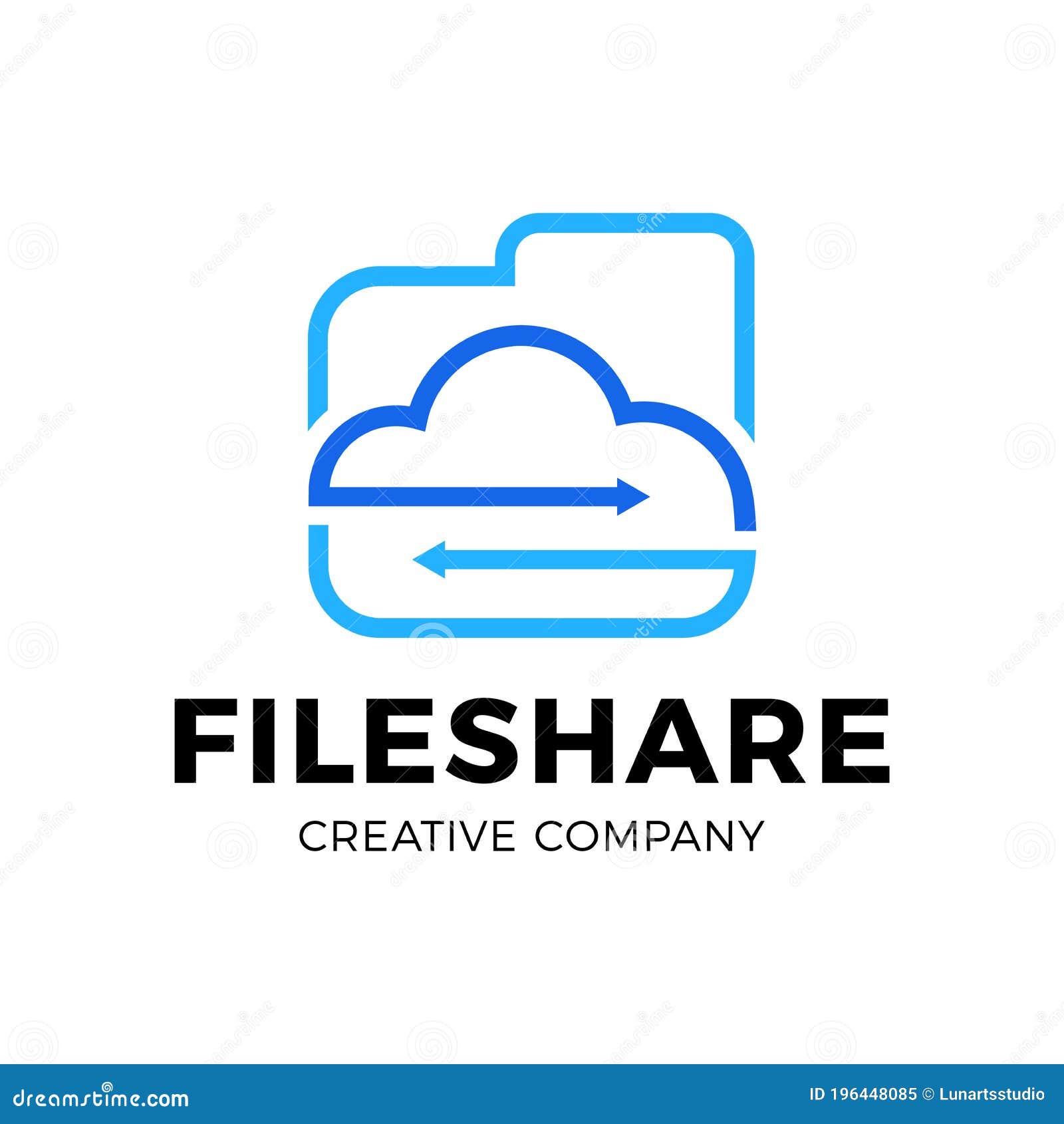 Cloud File Share Tech Logo Template Design with Folder and Arrow Stock ...