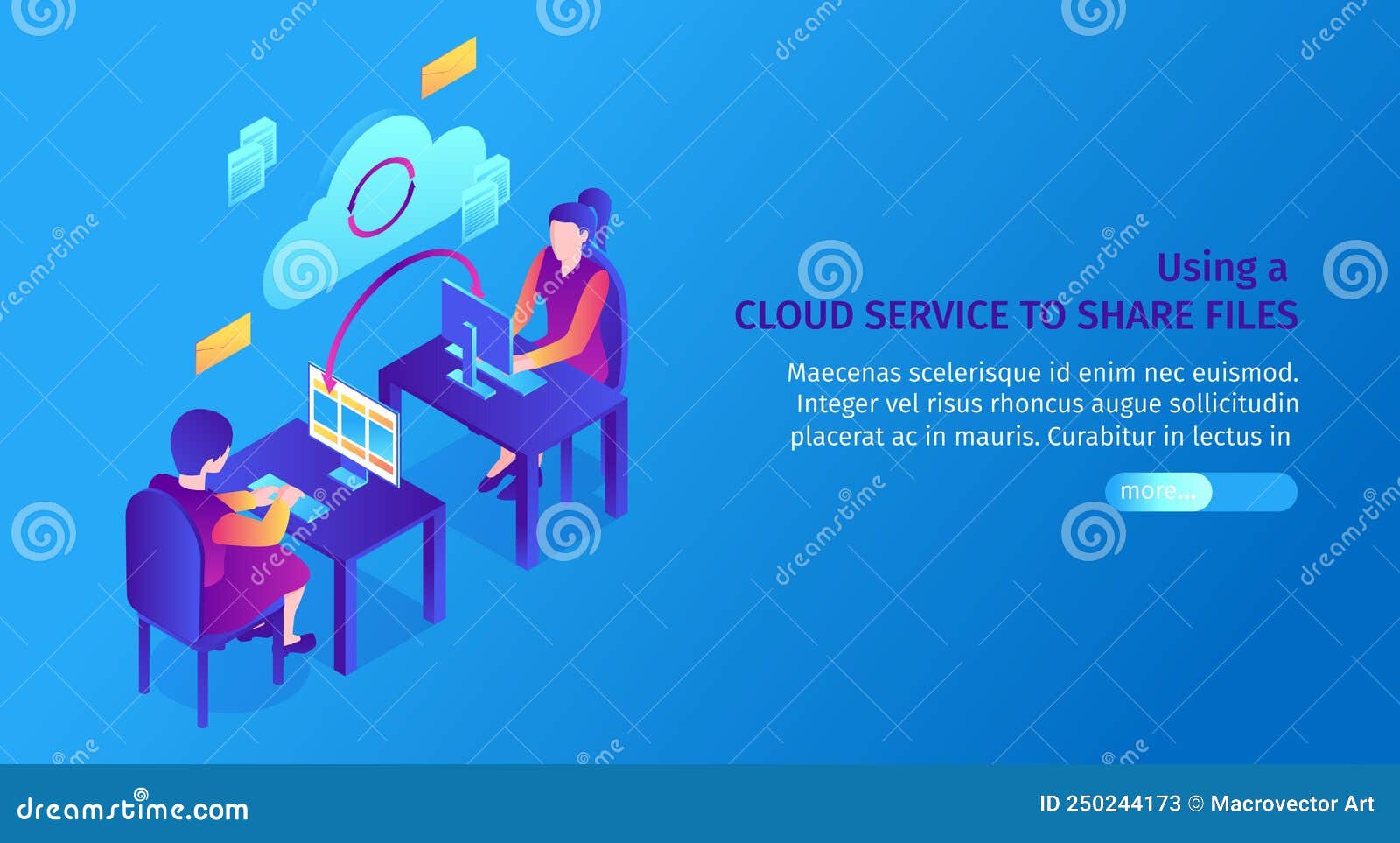 Cloud File Sharing Banner stock vector. Illustration of laptop - 250244173