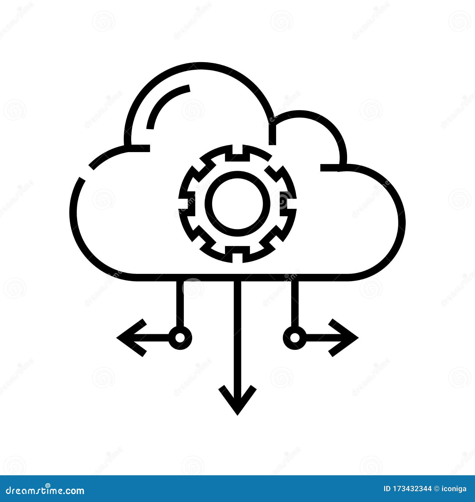 Cloud Files Line Icon, Concept Sign, Outline Vector Illustration ...