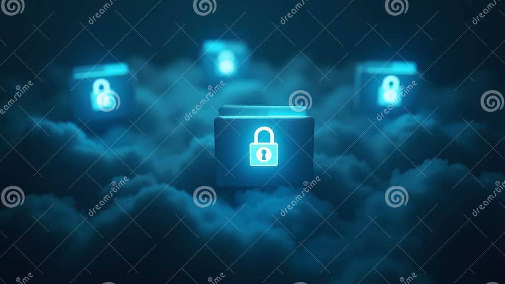 Cloud Files Security Hacking Spying Stock Illustration - Illustration ...