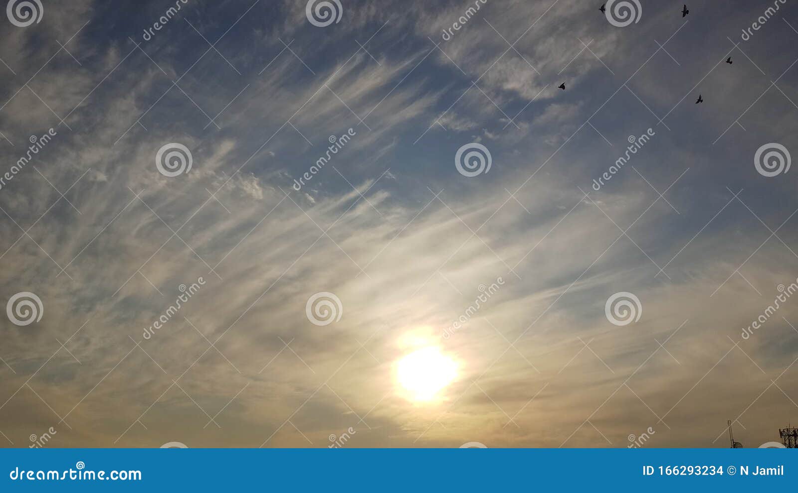 Cloud Filled Sky with Birds Flying Stock Photo - Image of birds, cloud ...