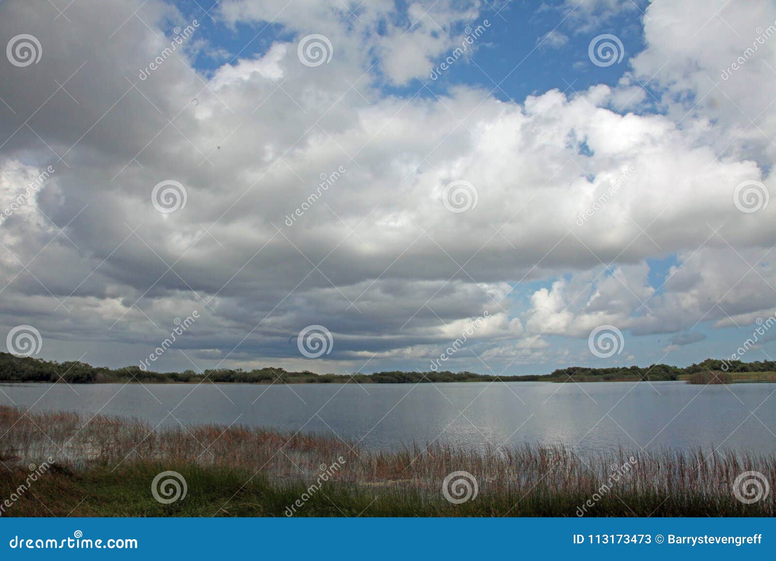 A Cloud Filled Sky Over a Lake in Everglades National Park, FL. Stock ...