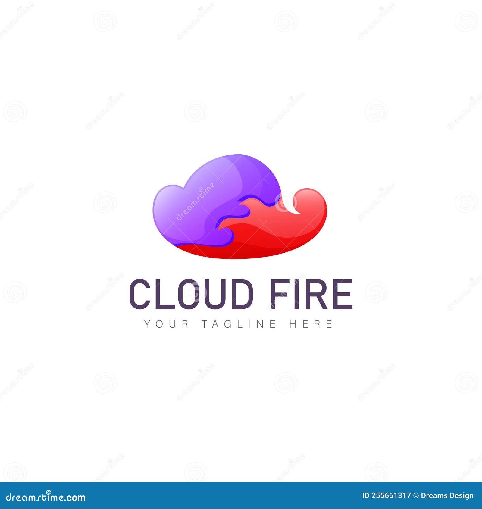 Cloud with Fire Logo Design Icon Illustration Stock Vector ...