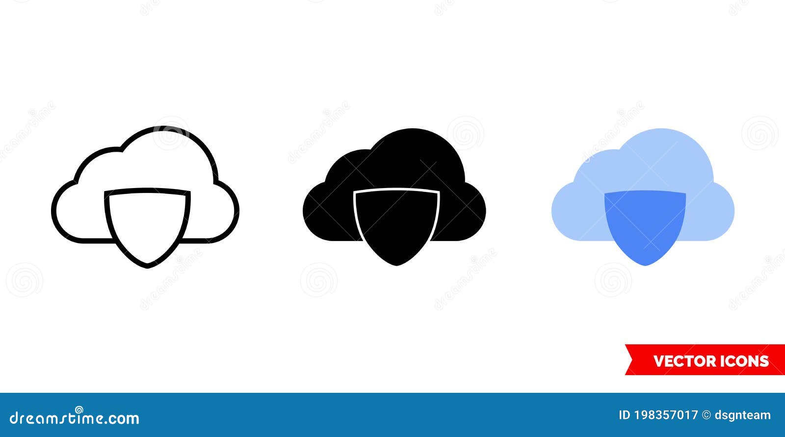 Cloud Firewall Icon of 3 Types Color, Black and White, Outline ...