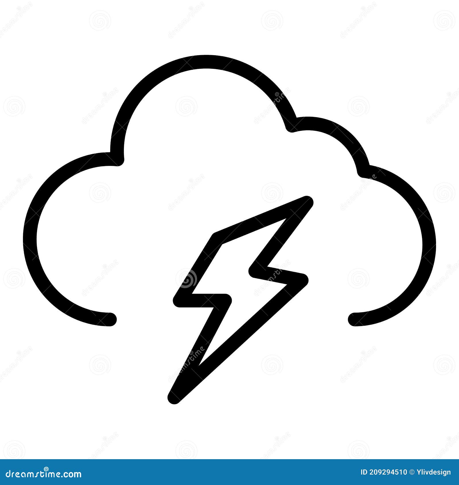 Cloud Flash Icon, Outline Style Stock Vector - Illustration of weather ...