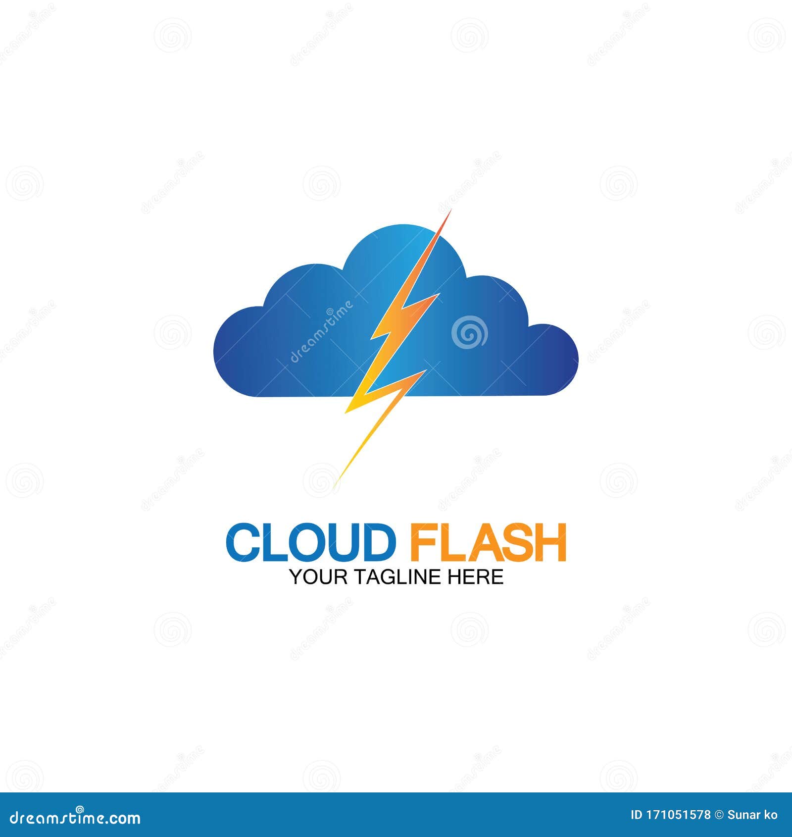 Cloud Flash Vector Logo Icon Design Template-vector Stock Vector ...