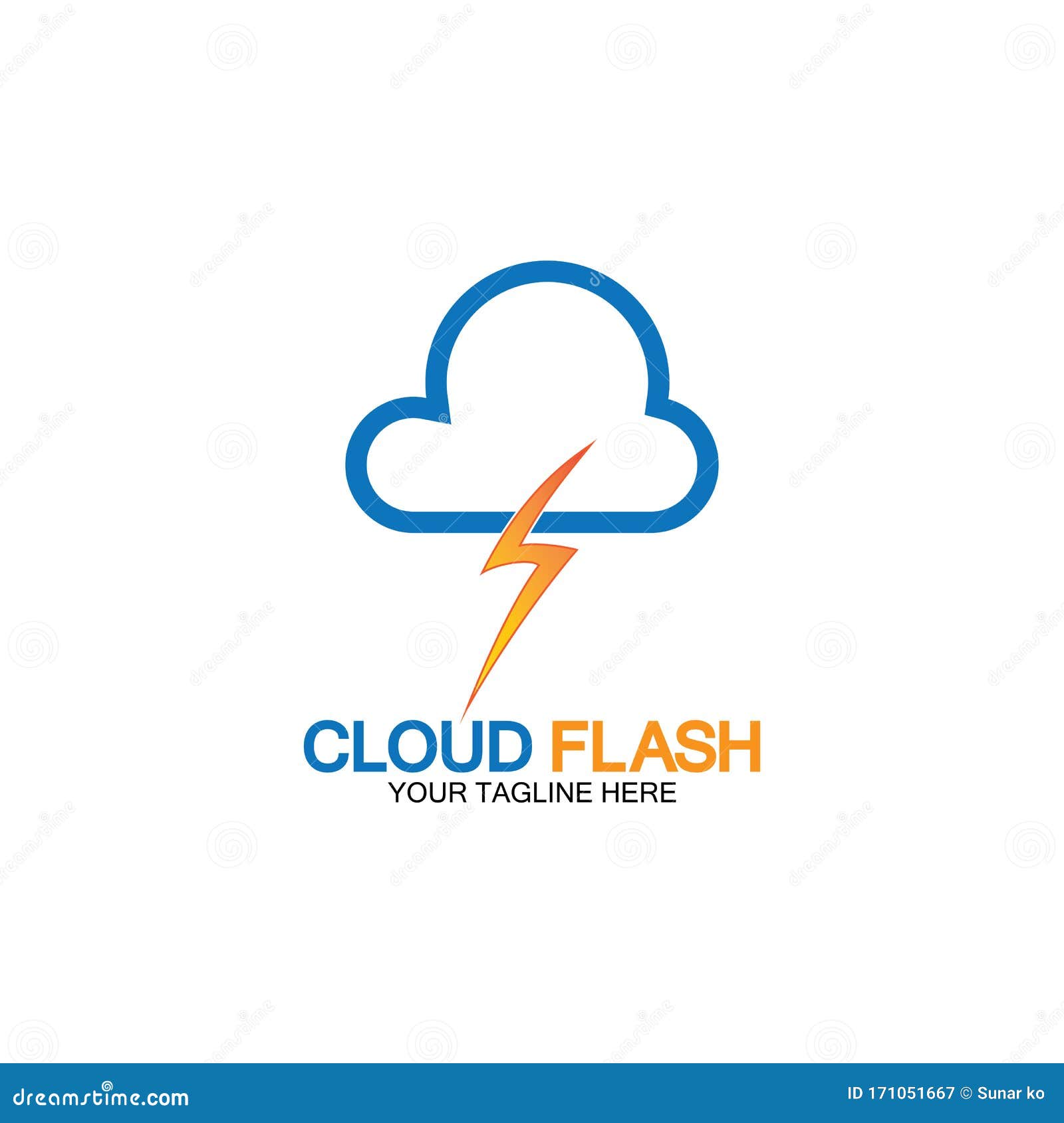 Cloud Flash Vector Logo Icon Design Template-vector Stock Vector ...