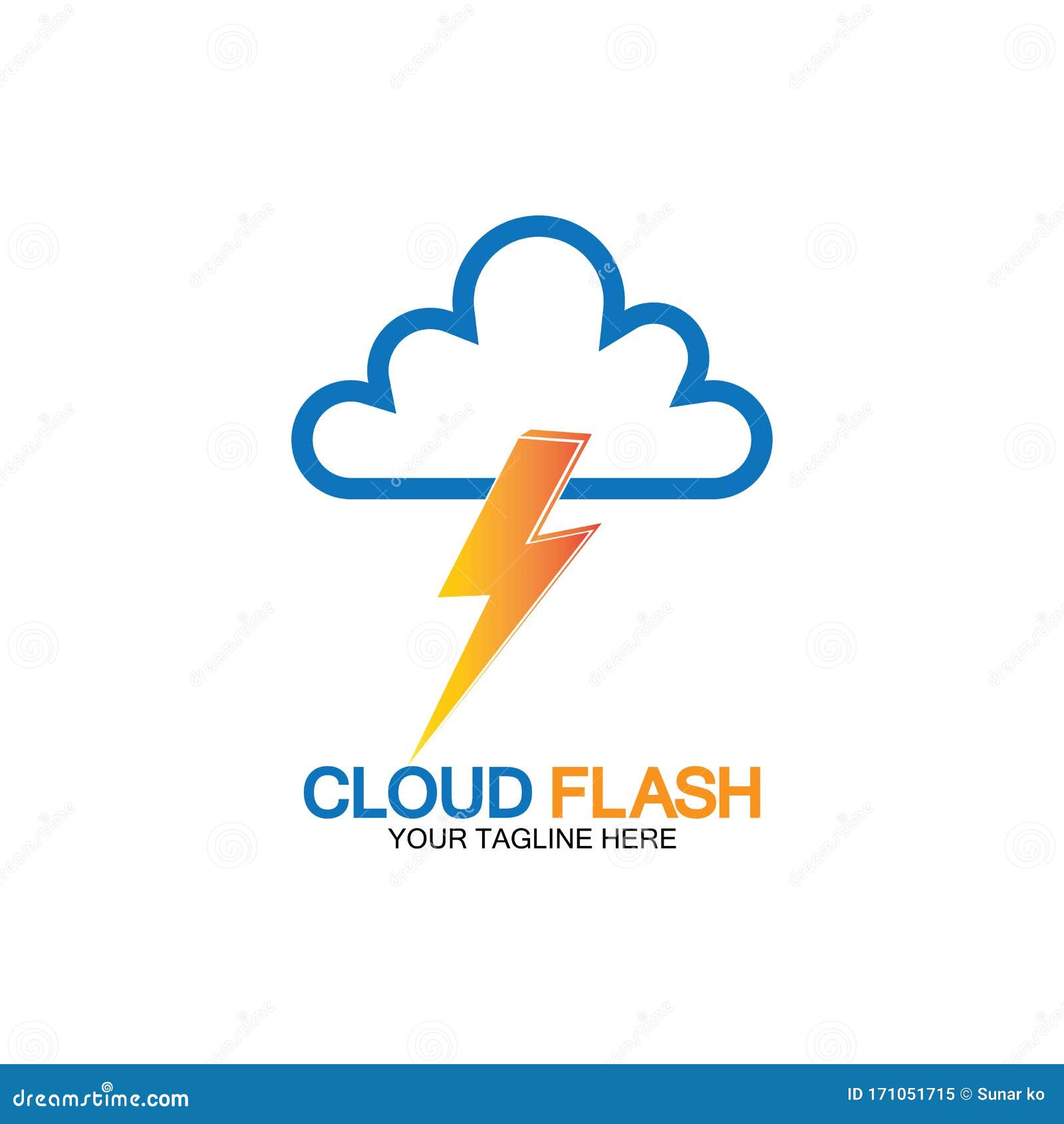 Cloud Flash Vector Logo Icon Design Template-vector Stock Vector ...