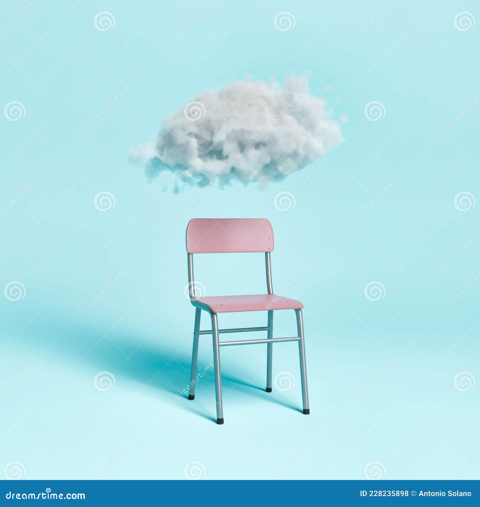 Cloud floating above chair stock illustration. Illustration of pink ...