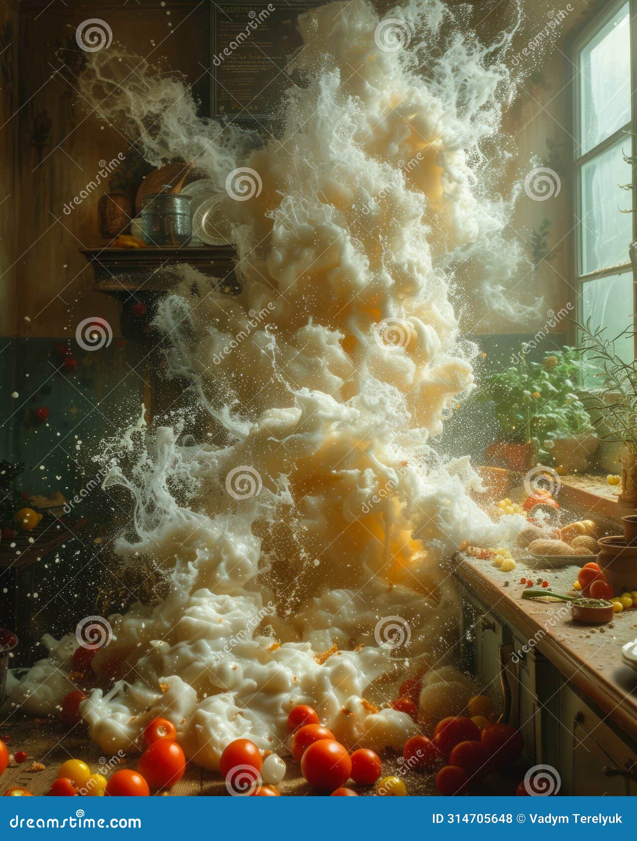 Cloud of Flour Rises from Kitchen Counter and Fills the Room with Smoke ...