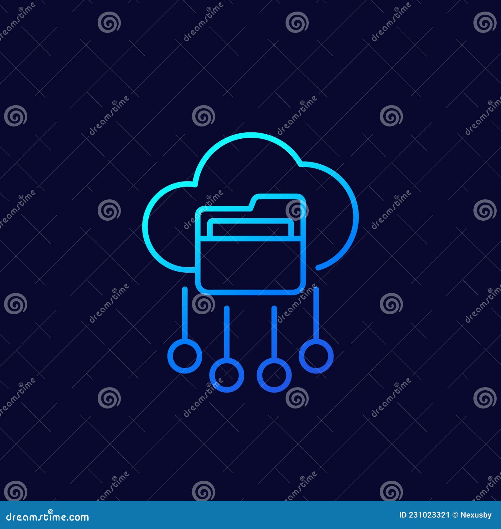 Cloud Folder Line Icon, Vector Stock Vector - Illustration of folder ...