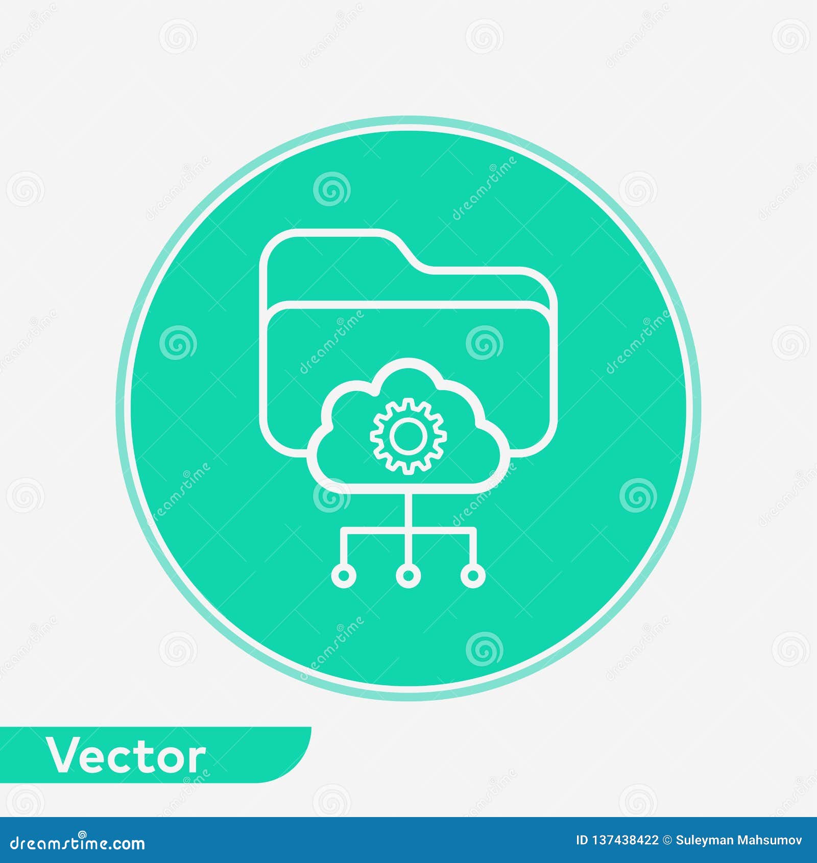 Cloud Folder Vector Icon Sign Symbol Stock Vector - Illustration of ...