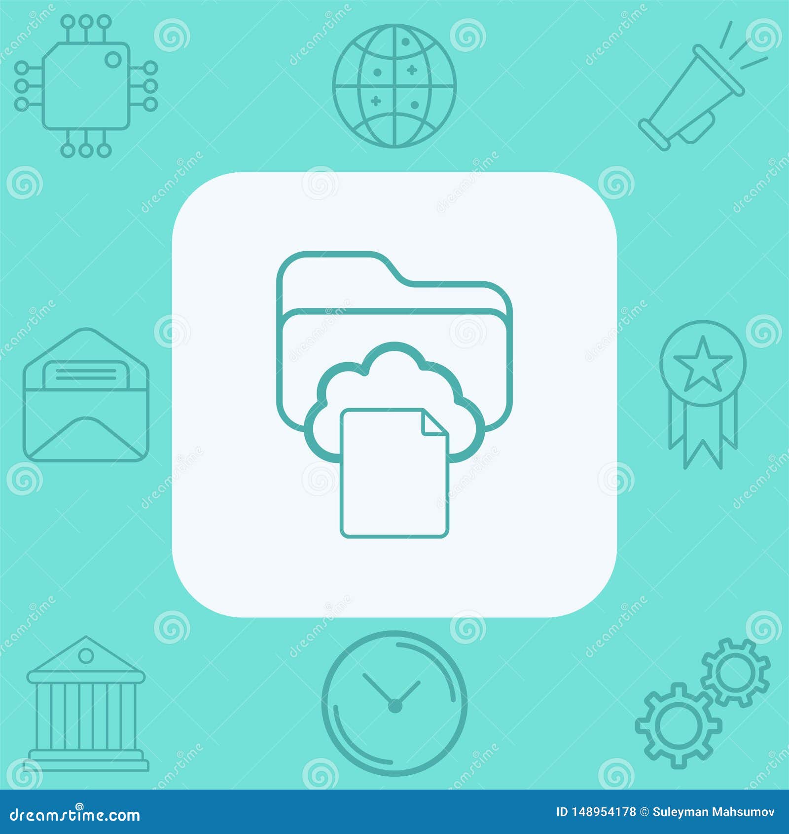 Cloud Folder Vector Icon Sign Symbol Stock Illustration - Illustration ...