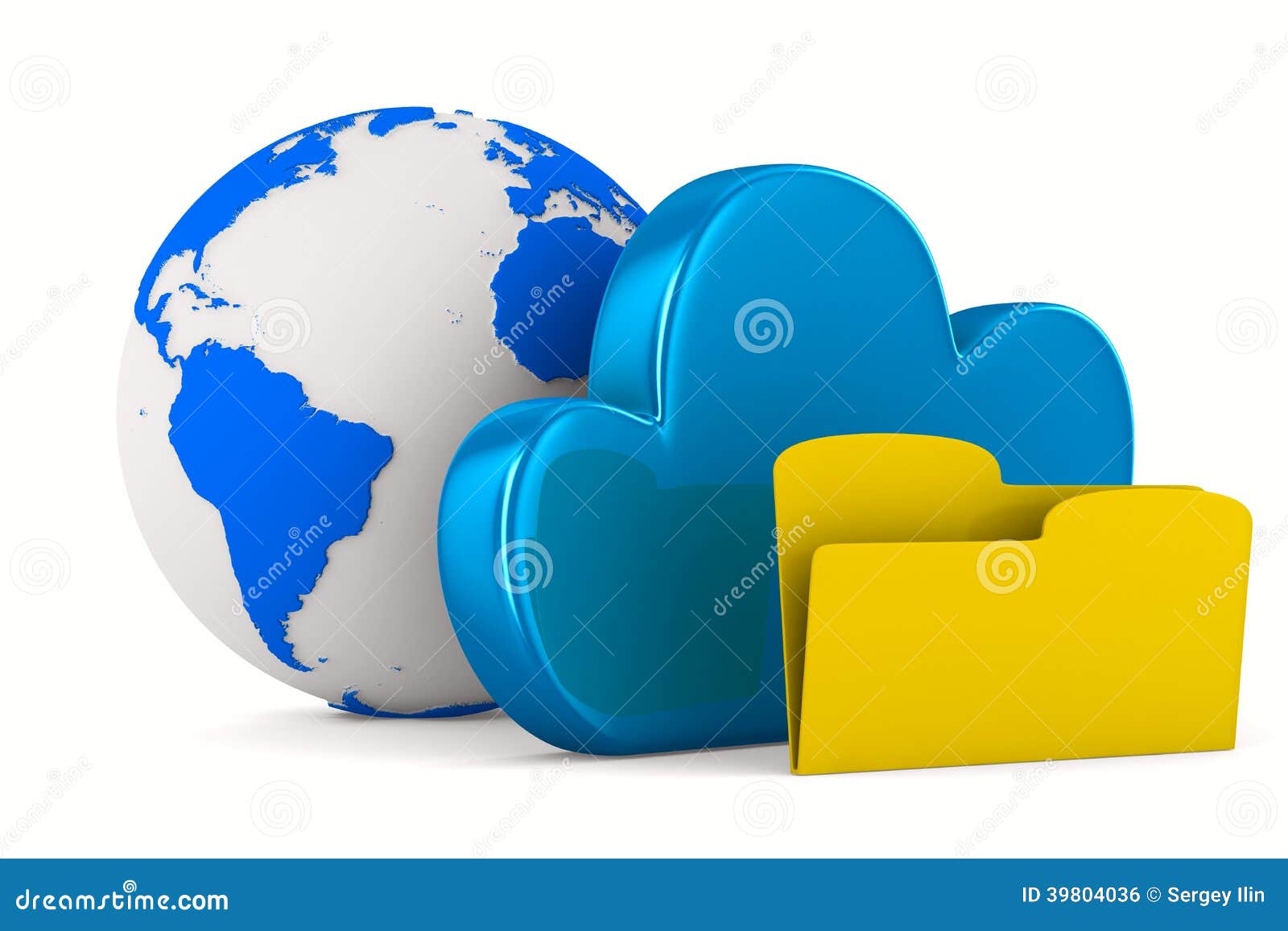 Cloud and Folder on White Background Stock Illustration - Illustration ...