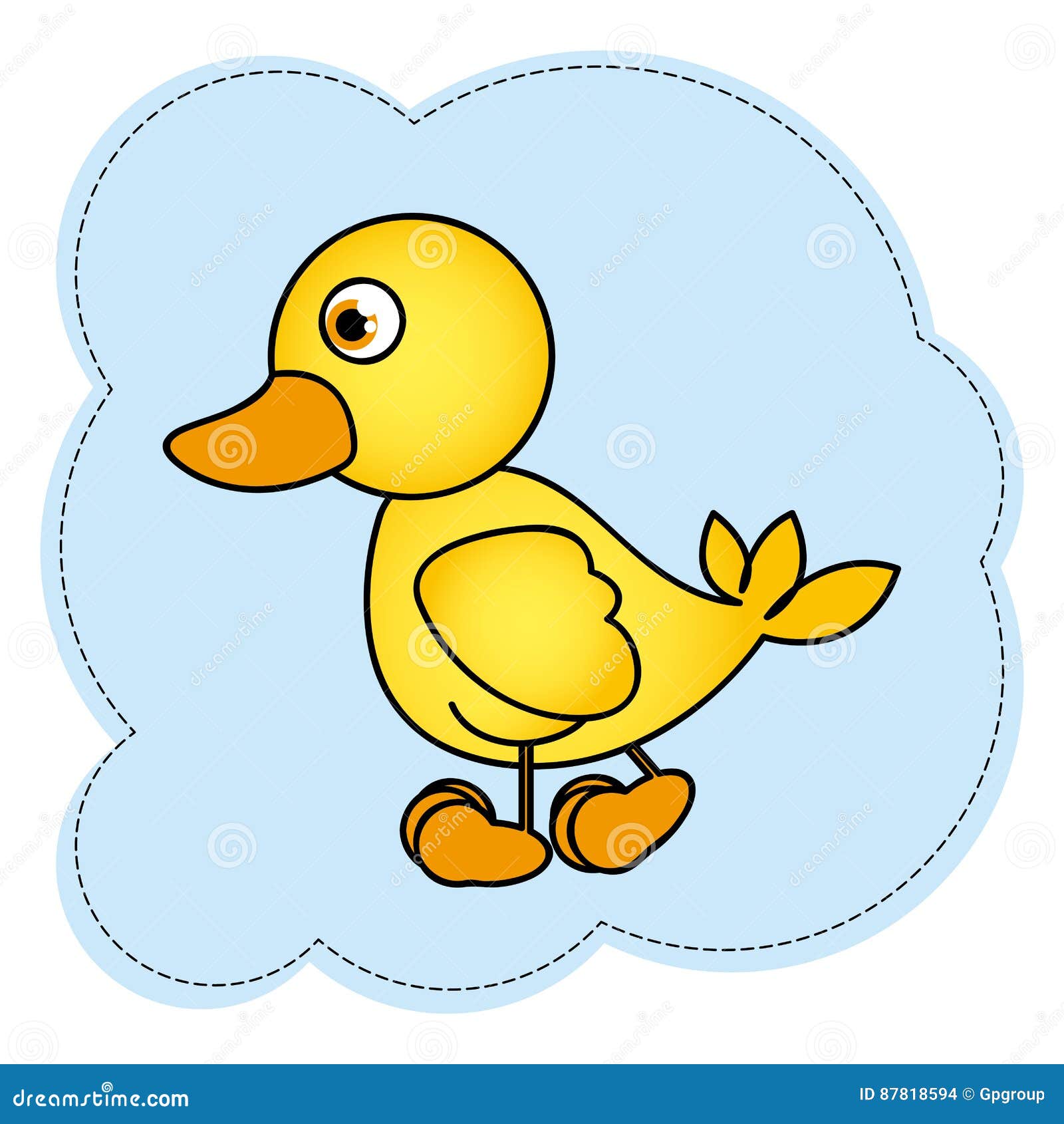 Cloud Frame with Yellow Duck Side View Animal Icon Stock Illustration ...