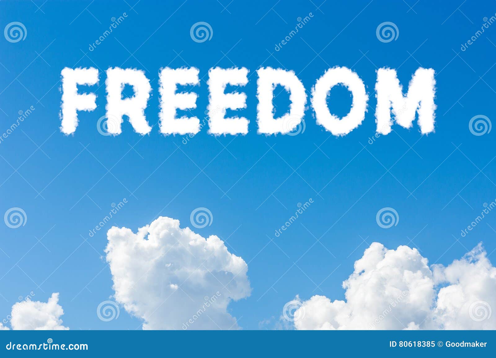 Cloud freedom text stock image. Image of holiday, bright - 80618385