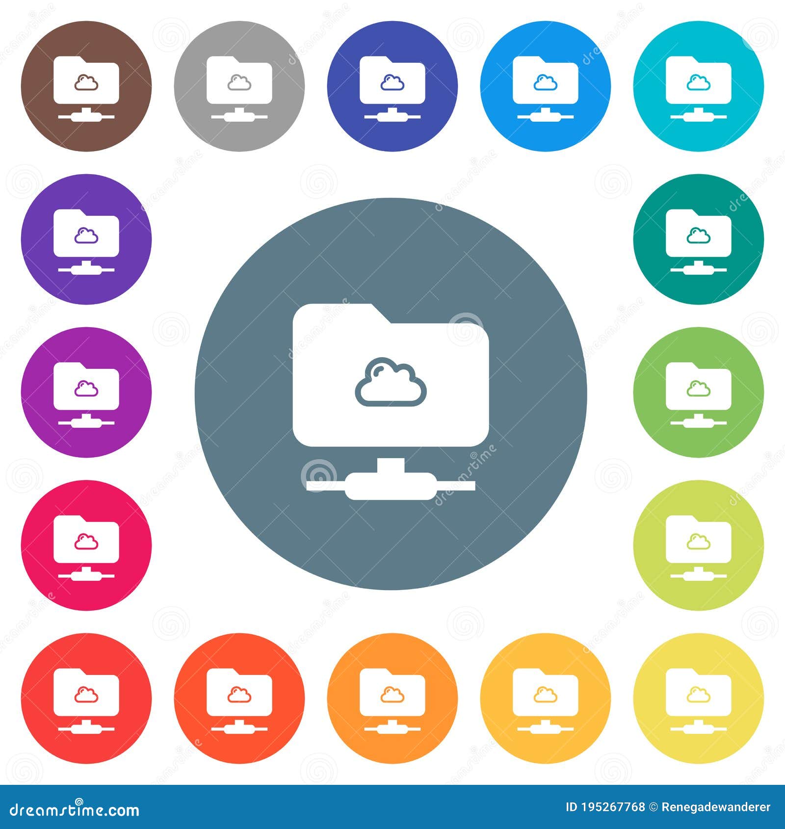 Cloud FTP Flat White Icons on Round Color Backgrounds Stock Vector ...