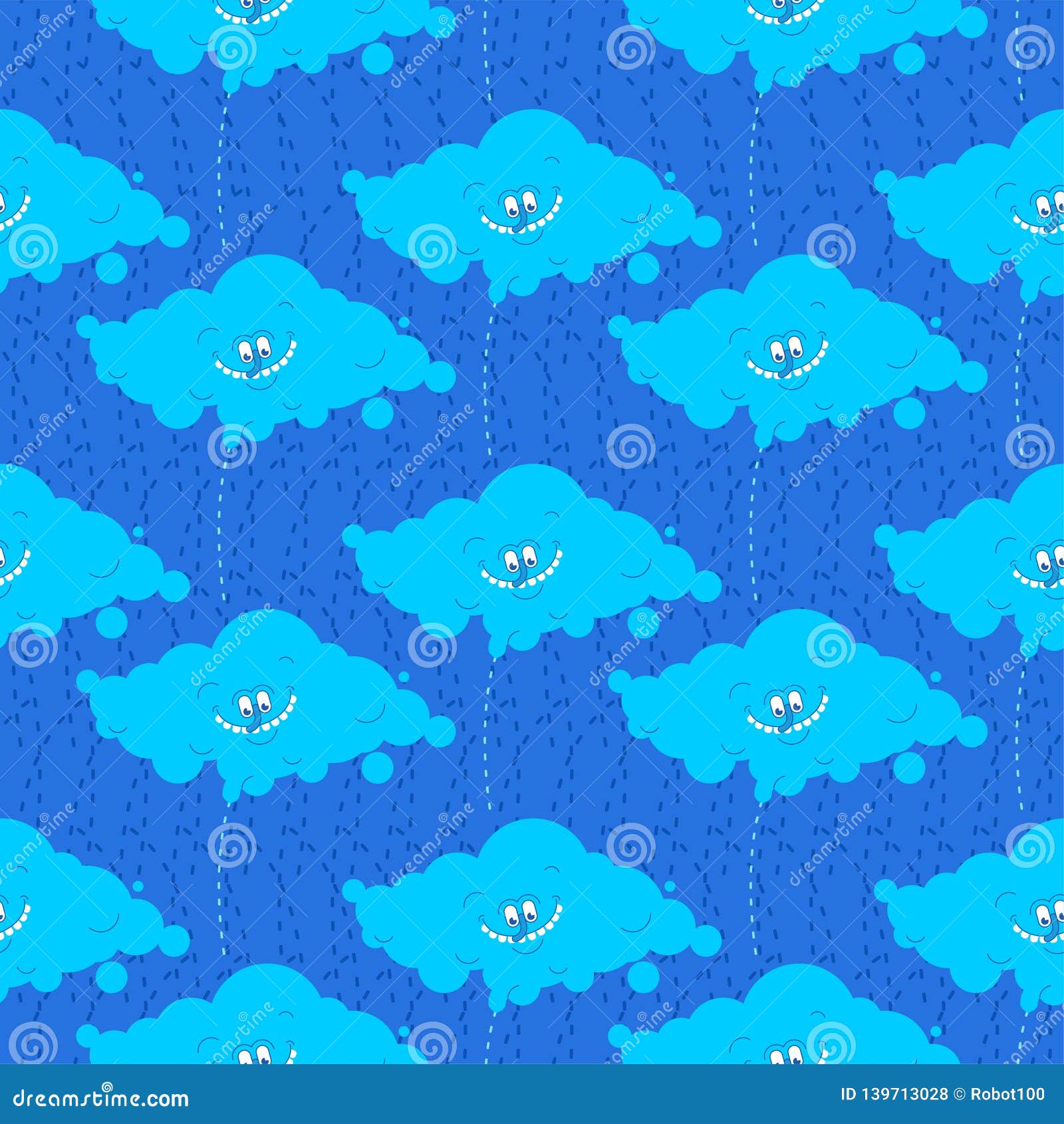 Cloud Funny Pattern Seamless. Cheerful Clouds Background Stock Vector ...