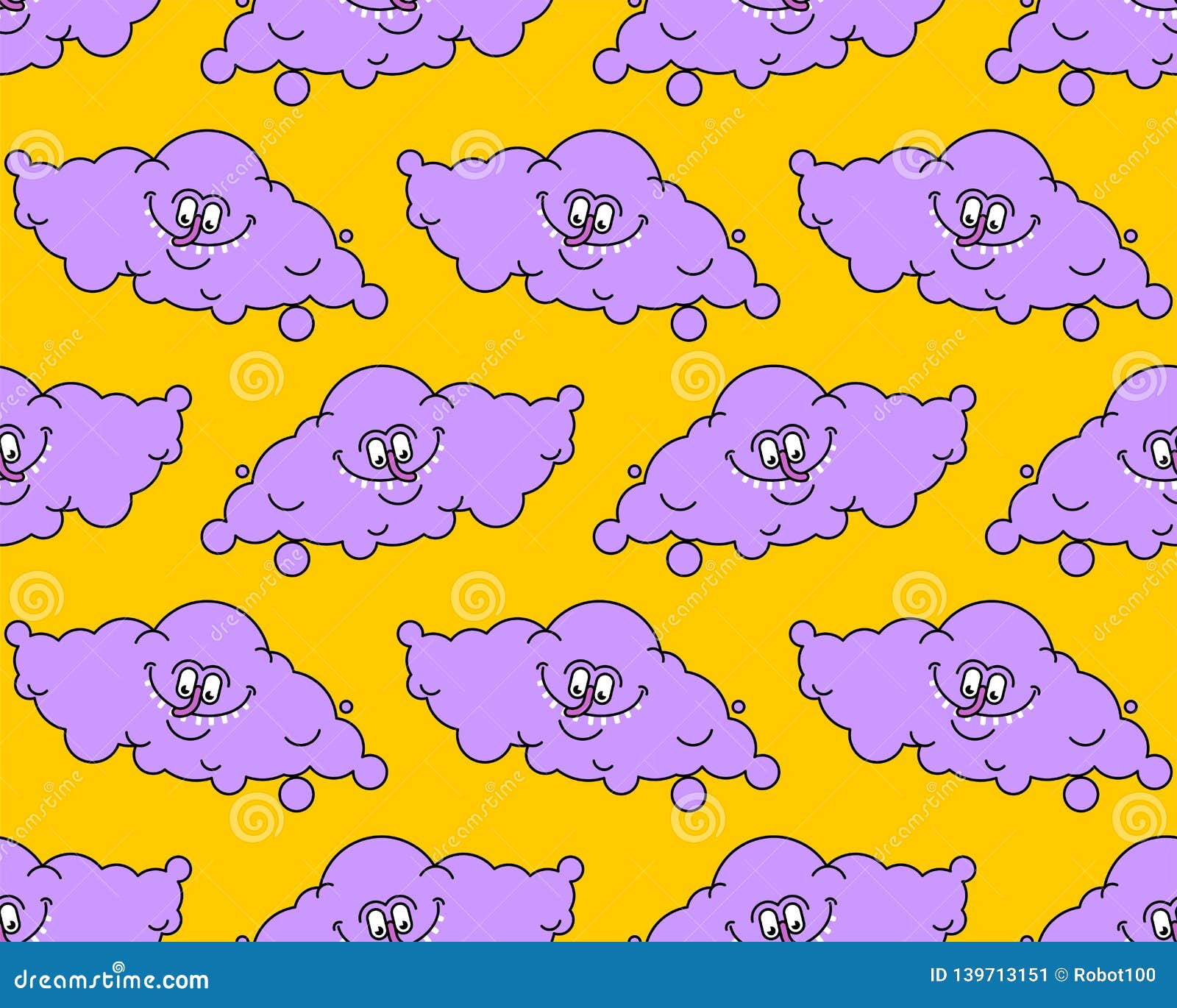 Cloud Funny Pattern Seamless. Cheerful Clouds Background Stock Vector ...