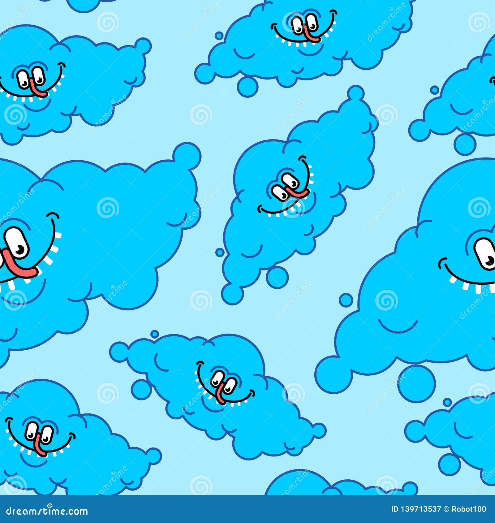 Cloud Funny Pattern Seamless. Cheerful Clouds Background Stock Vector ...