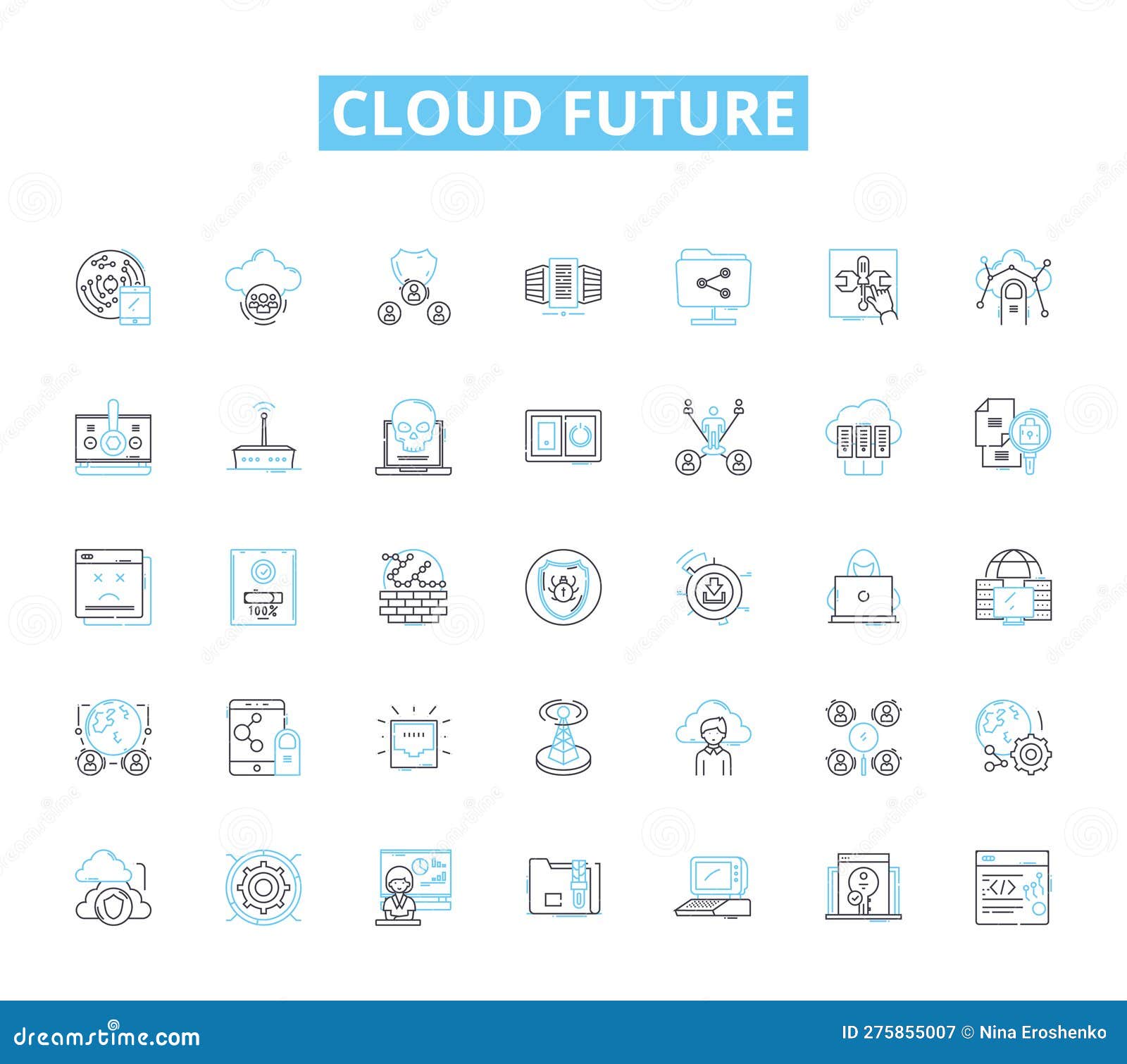Cloud Future Vector Line Icons Set. Cloud, Future, Computing, AI, IoT ...