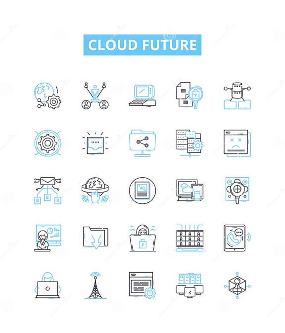 Cloud Future Vector Line Icons Set. Cloud, Future, Computing, AI, IoT, Digital, Transformation ...