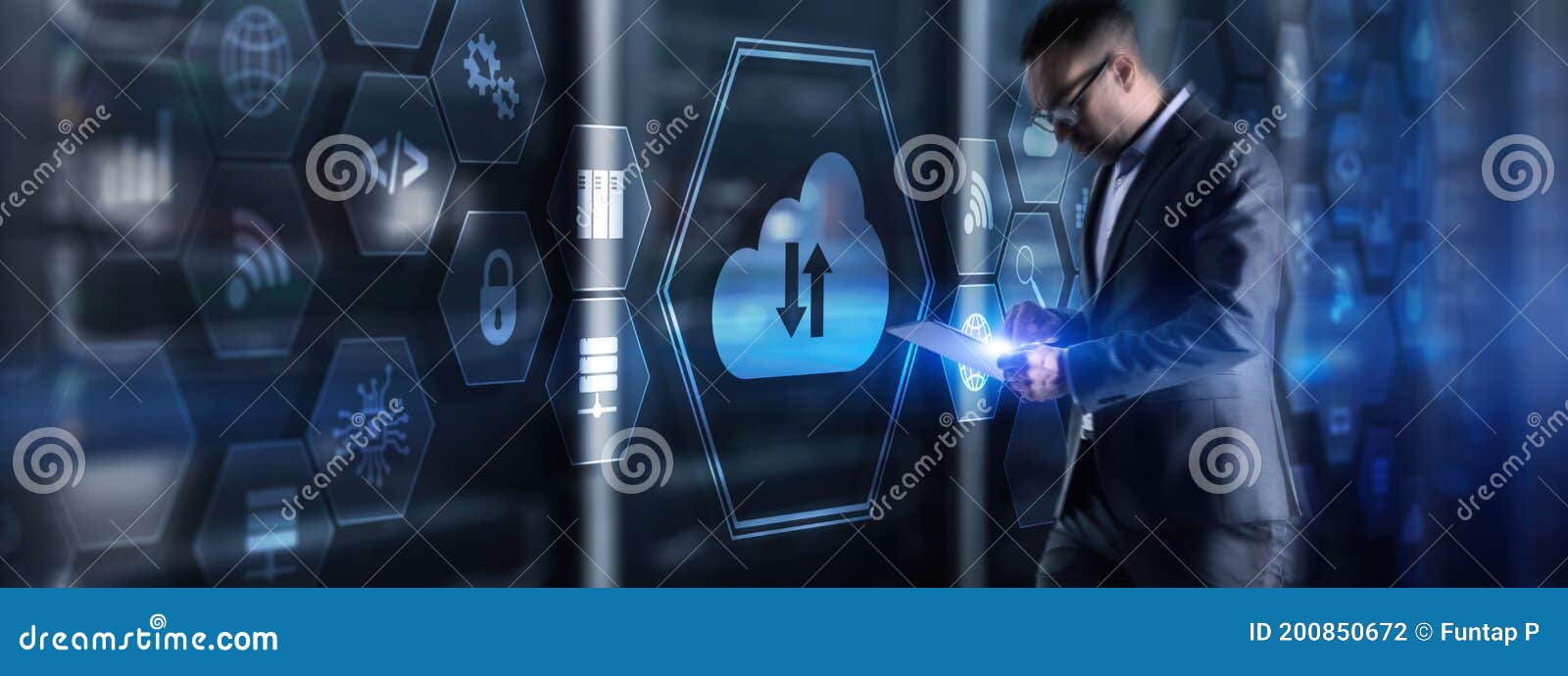 Cloud Futuristic Business Technology Unique 3D Background. Stock Photo ...