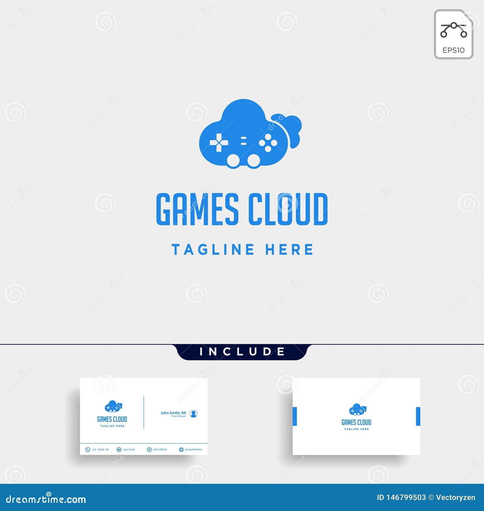 Cloud Game Logo Design Template Vector Icon Element Stock Vector ...