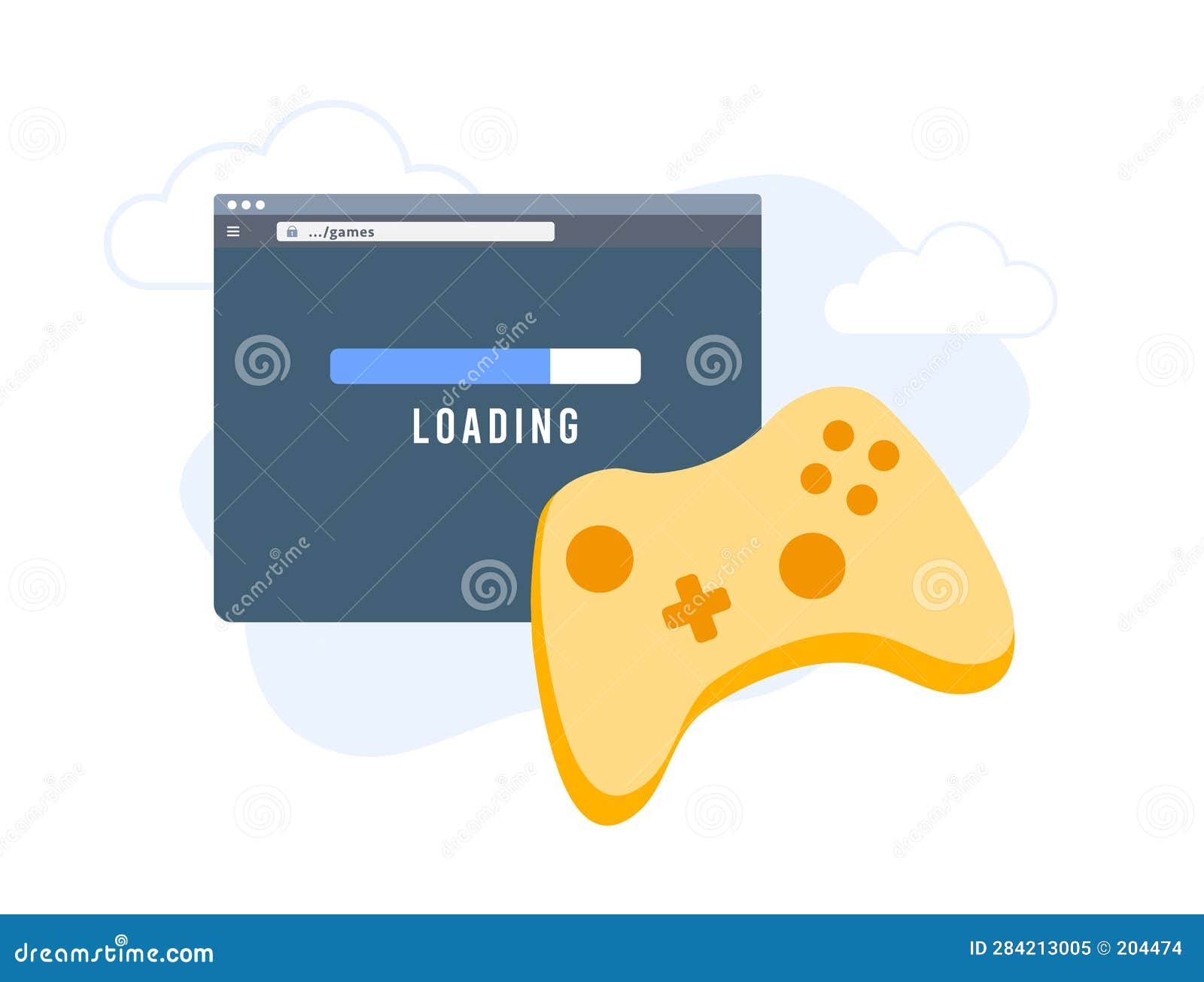 Cloud Gaming on Browser Concept. Loading Game in Web Browser with ...