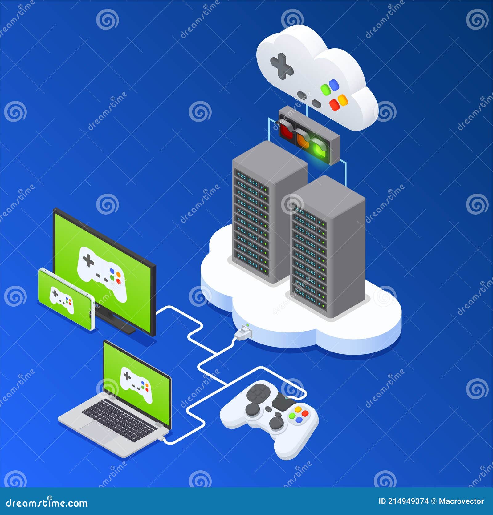 Cloud Gaming Concept stock vector. Illustration of cyberspace - 214949374