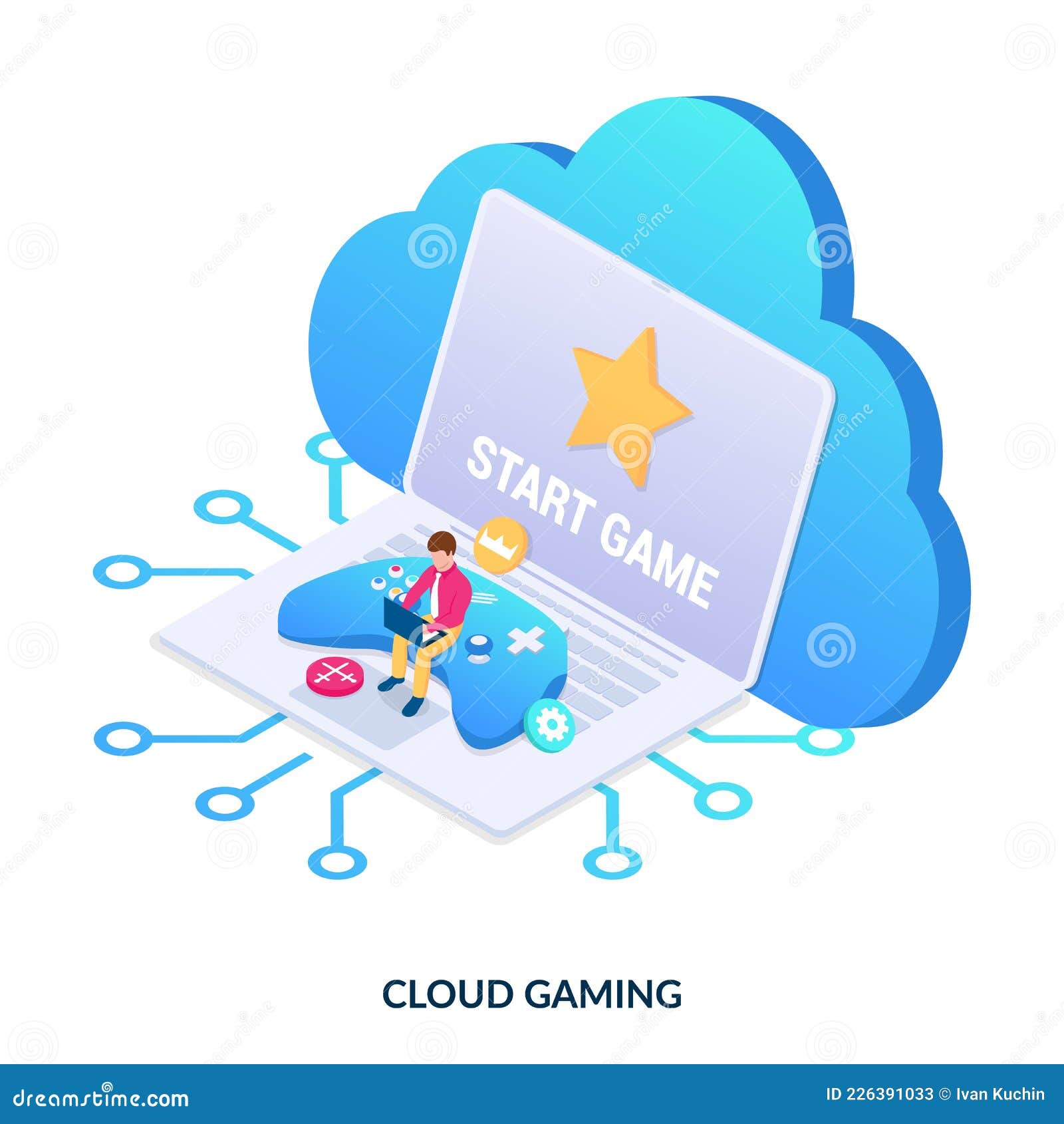 Cloud Gaming Concept. PC Games by Subscription. Stock Vector ...