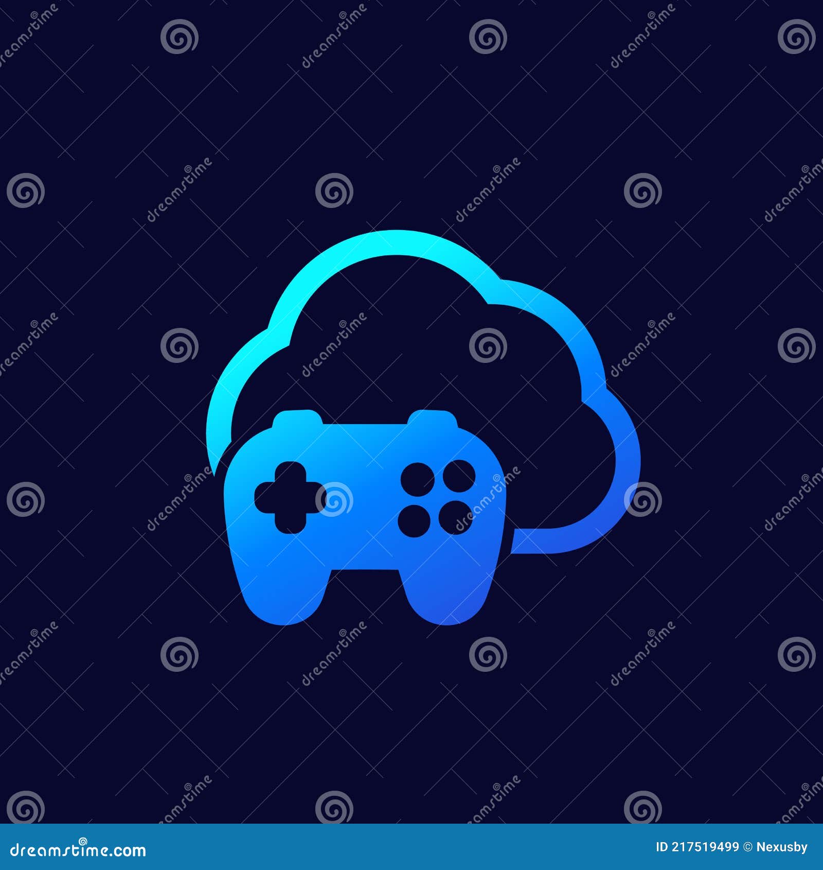 Cloud gaming icon on dark stock vector. Illustration of controller ...