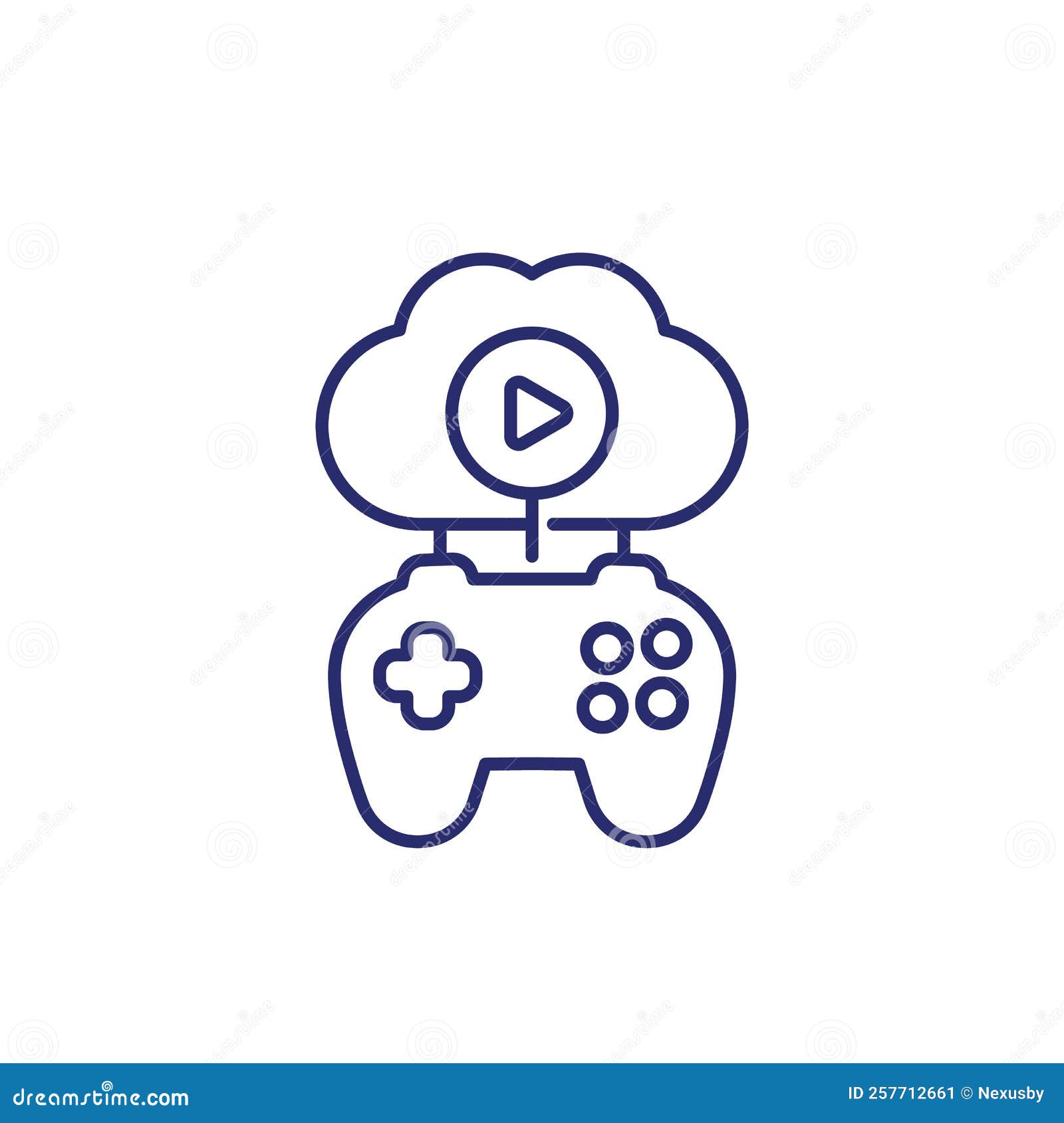 Cloud Gaming Line Icon on White Stock Vector - Illustration of gaming ...